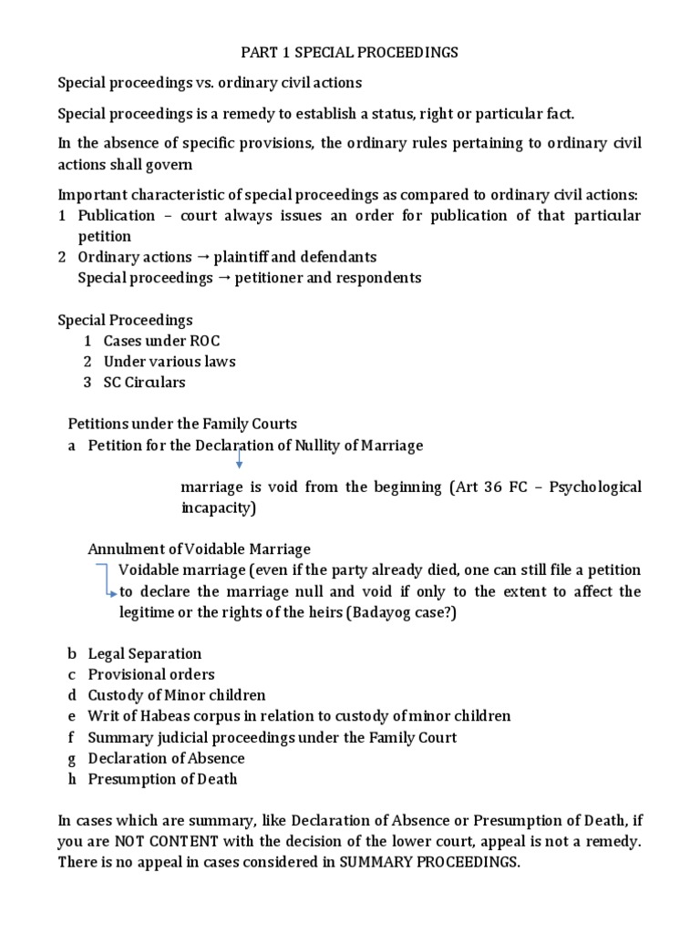 Overview of Special Proceedings | PDF | Will And Testament | Probate