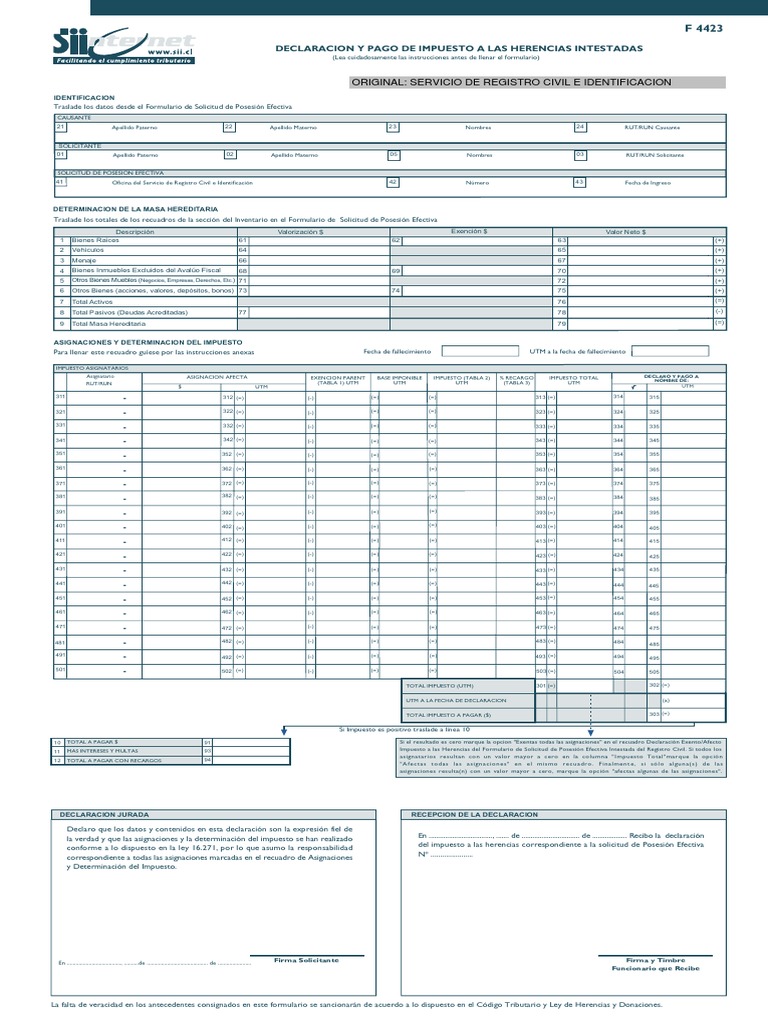 Formulario Posesión Efectiva(SII)