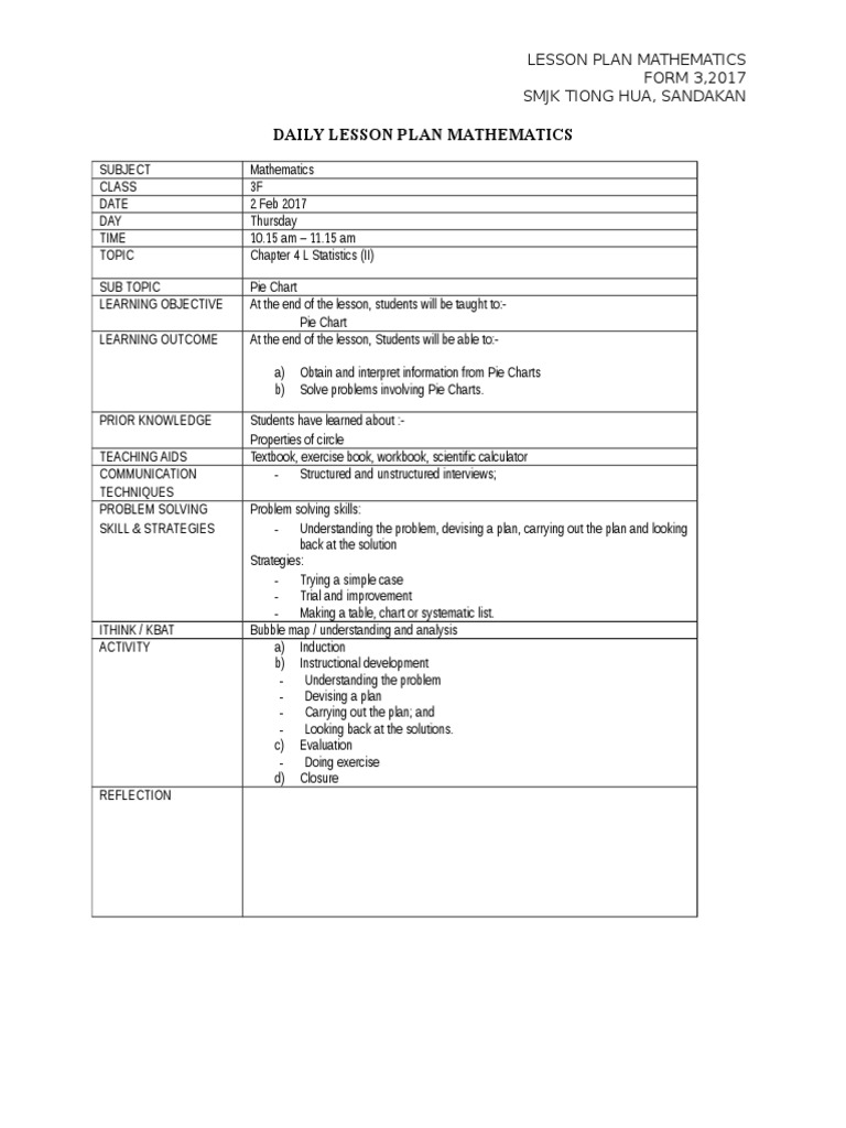 LP Math F3 - Chapter 4 | PDF | Lesson Plan | Teaching Mathematics
