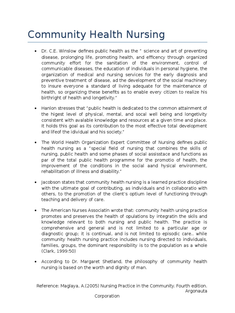Community Health Nursing | PDF | Nursing | Public Health
