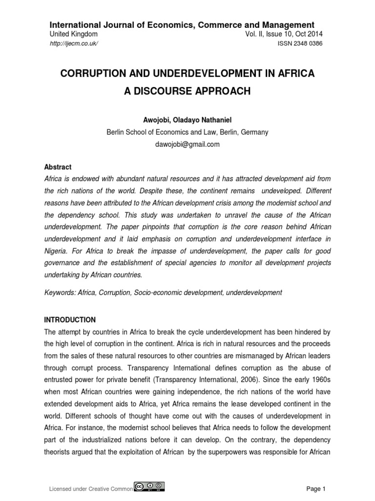 Corruption and Underdevelopment in Africa | PDF | Structural Adjustment | Nigeria