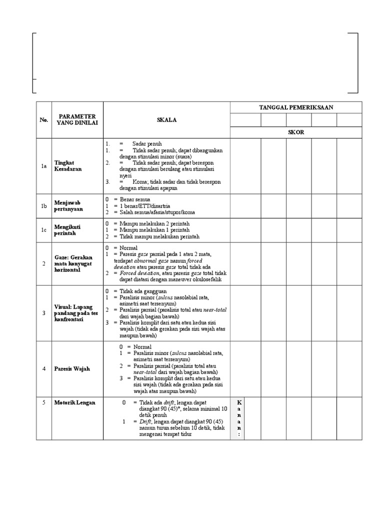 NIHSS Skor Indonesia | PDF