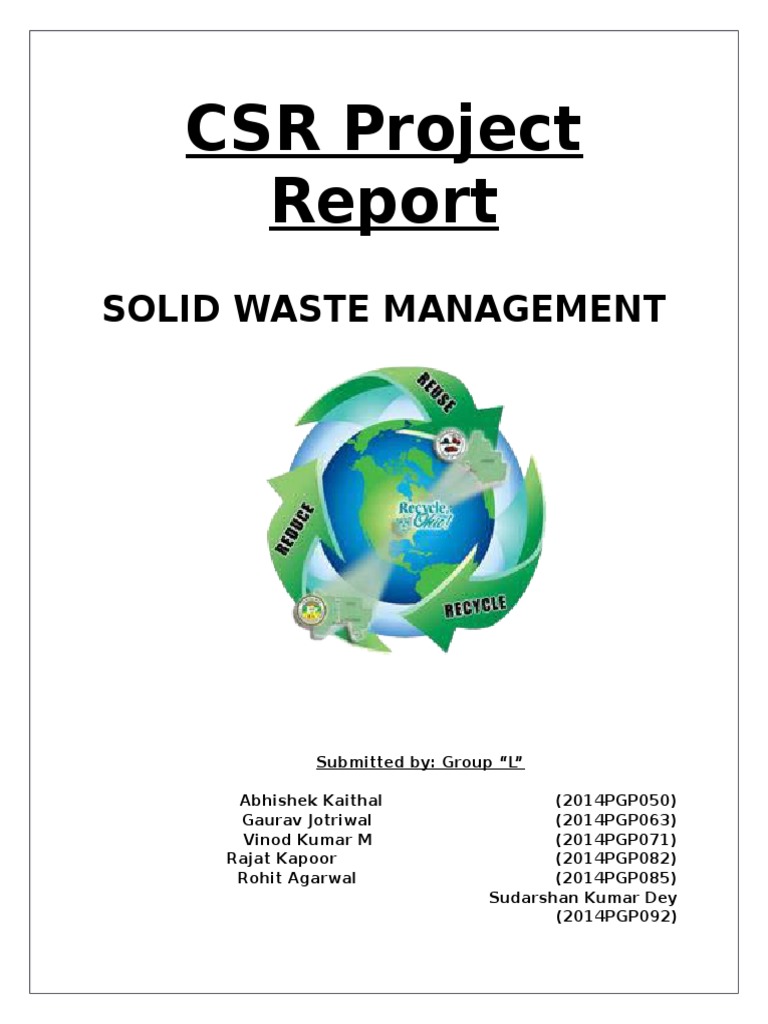 CSR Project Solid Waste Management Group L | PDF | Municipal Solid ...