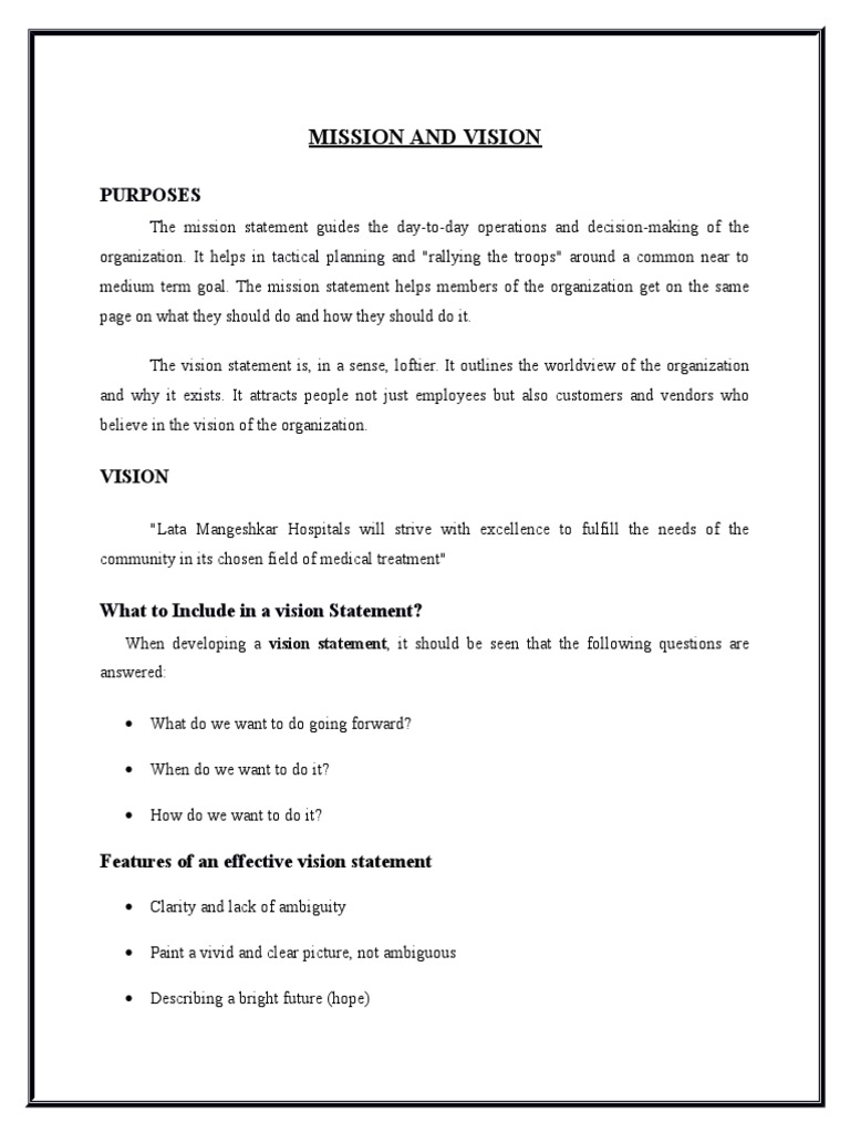 Mission and Vision | PDF | Health Care | Business
