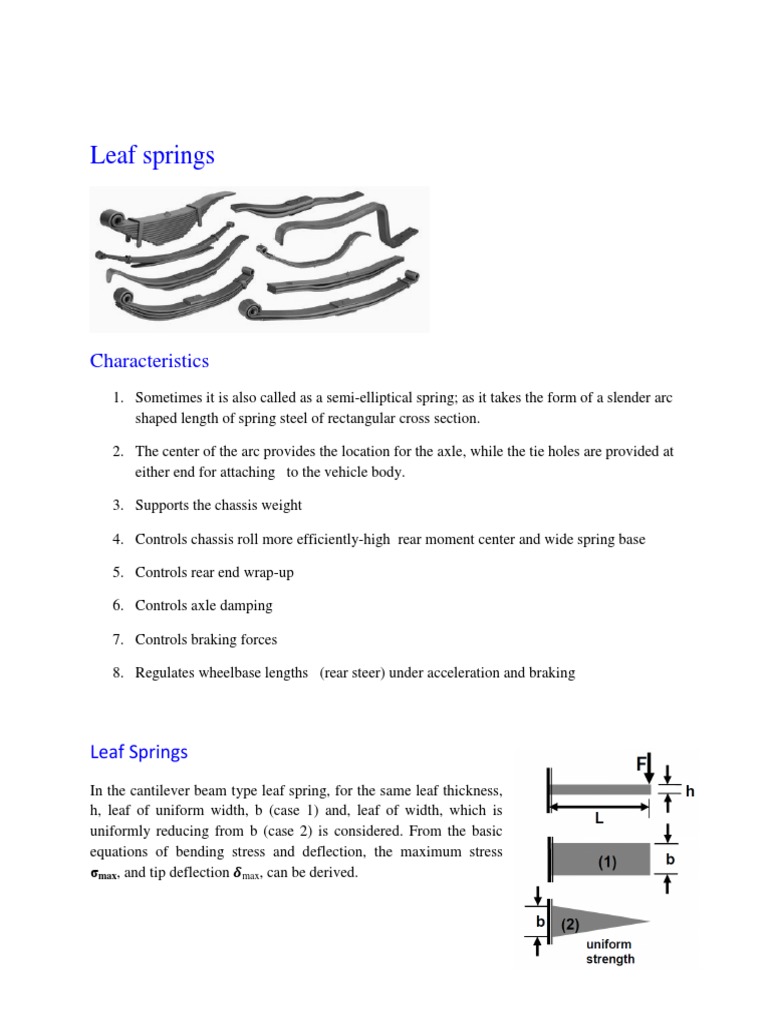Design Considerations and Stress Analysis of Leaf Springs Used in ...