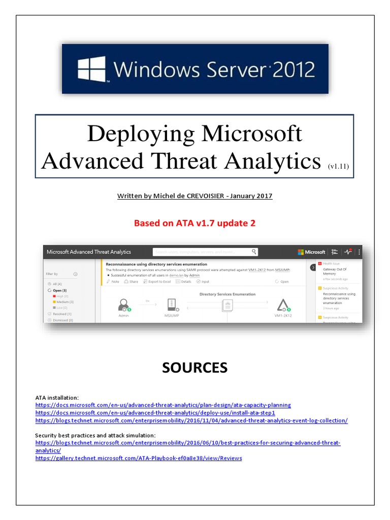 Deploying Microsoft Advanced Threat Analytics - ATA (Tuto de A À Z ...