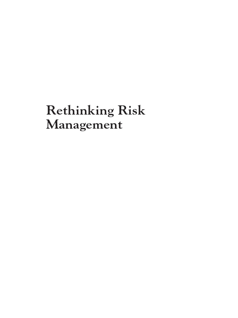 Rethinking Risk Management | PDF | Risk | Value At Risk