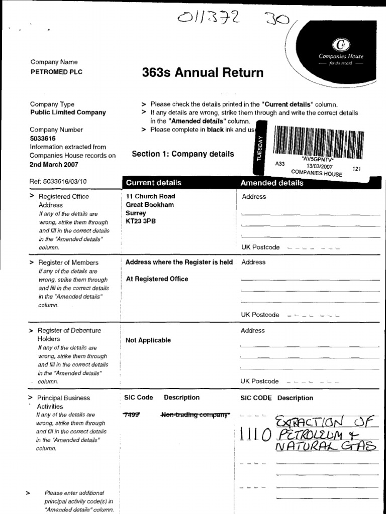 PETROMED PLC Annual Return 2007 | PDF | Business | Finance & Money ...