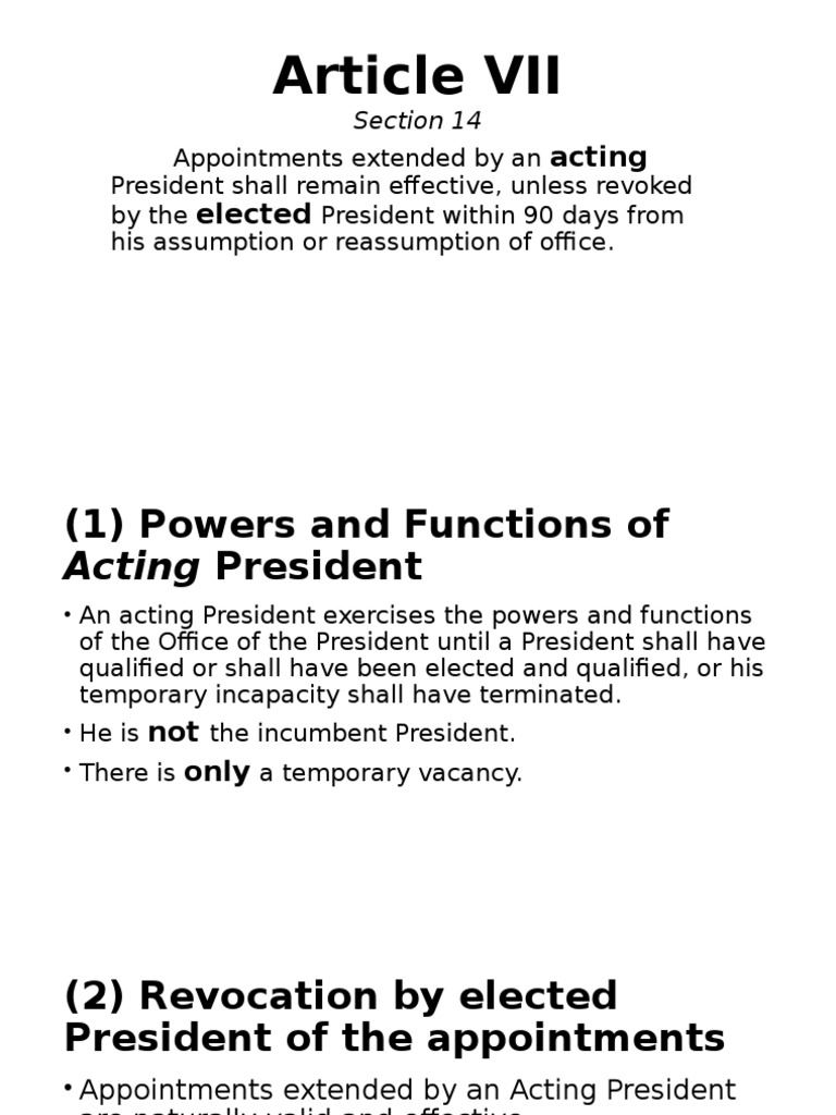 Article VII: Acting Elected | PDF | Constitutional Law | Virtue