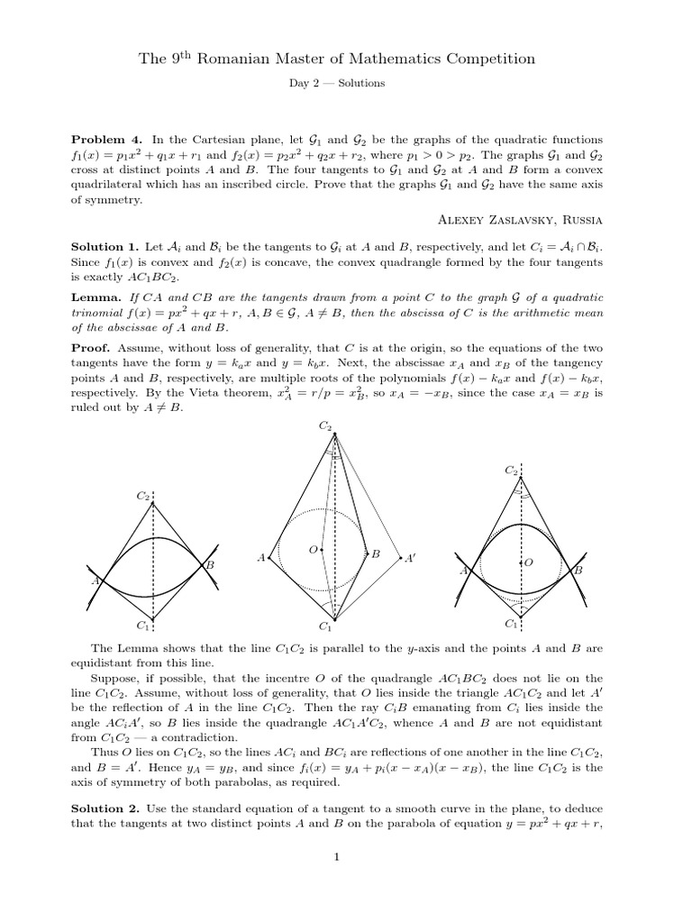 The 9 Romanian Master of Mathematics Competition: TH Day 2 - Solutions ...