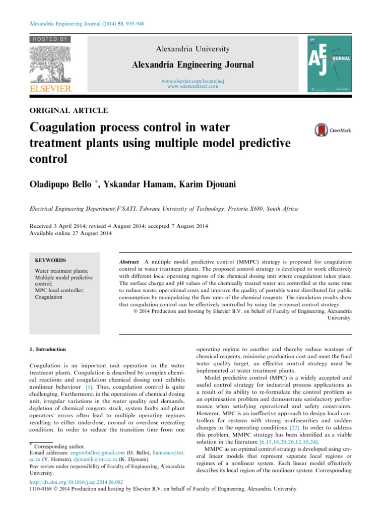 3 1 Coagulation Process Control In Water Treatment Plants Using Multiple Model Predictive