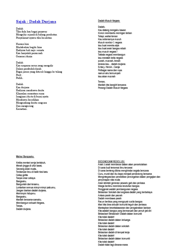Sajak Dadah | PDF