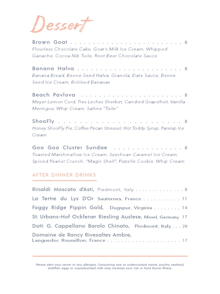 Henrietta Red - Dessert Menu | PDF