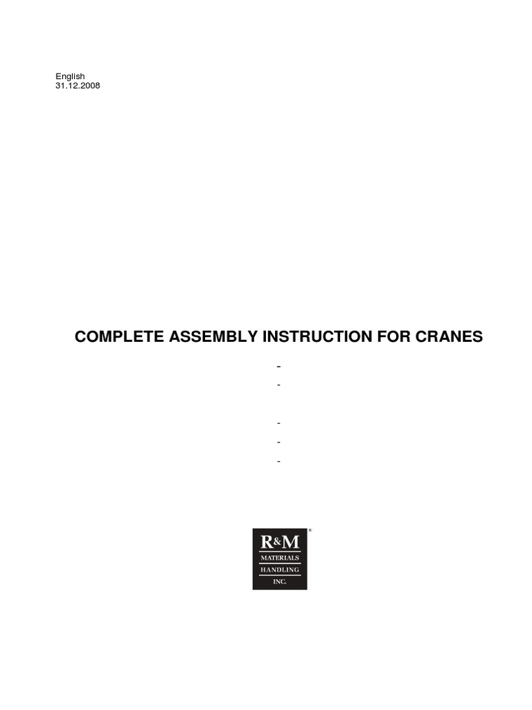 R&M Crane Assembly | PDF | Crane (Machine) | Electrical Connector