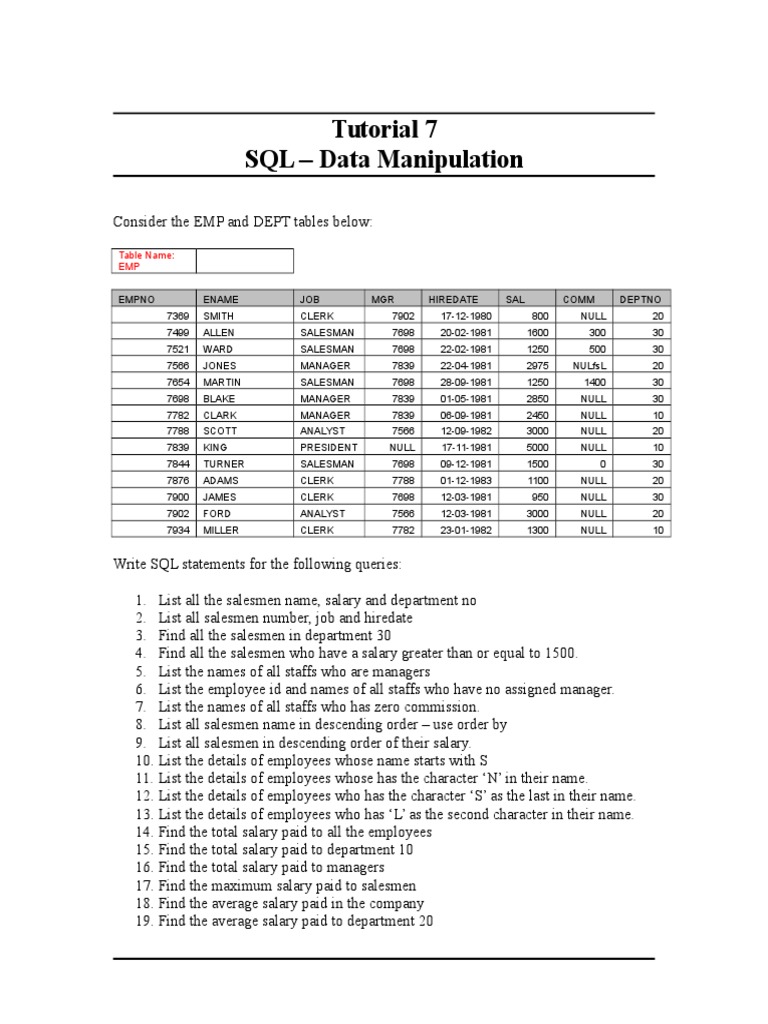Database - Tutorial | PDF | Sql | Salary