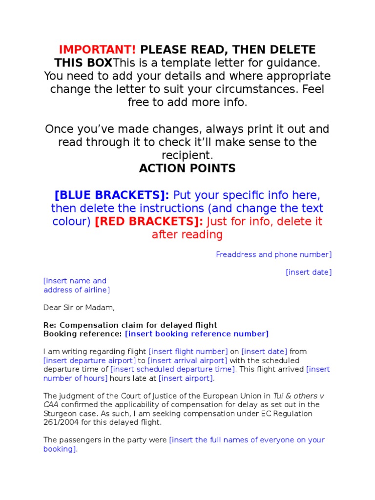 Flight Delay Template Letter | PDF