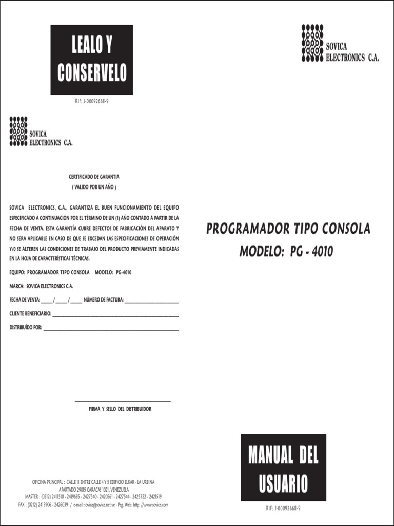 Manual Programador Pg-4010 | PDF | Memoria del ordenador | Teclado