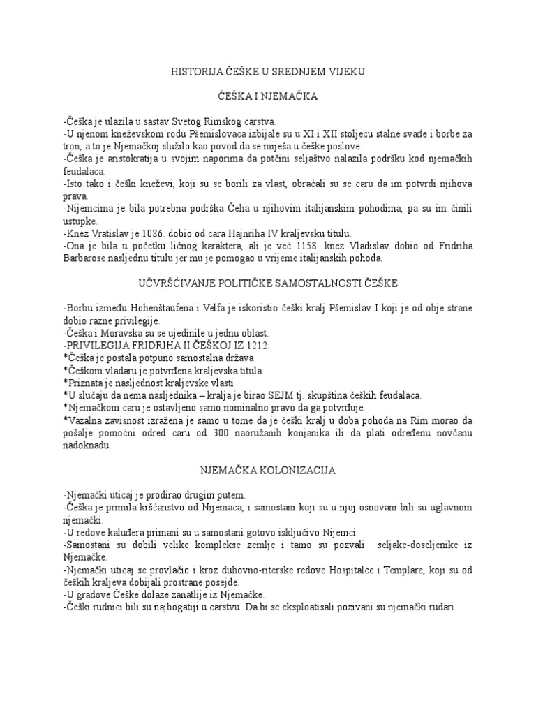 Historija Češke U Srednjem Vijeku | PDF