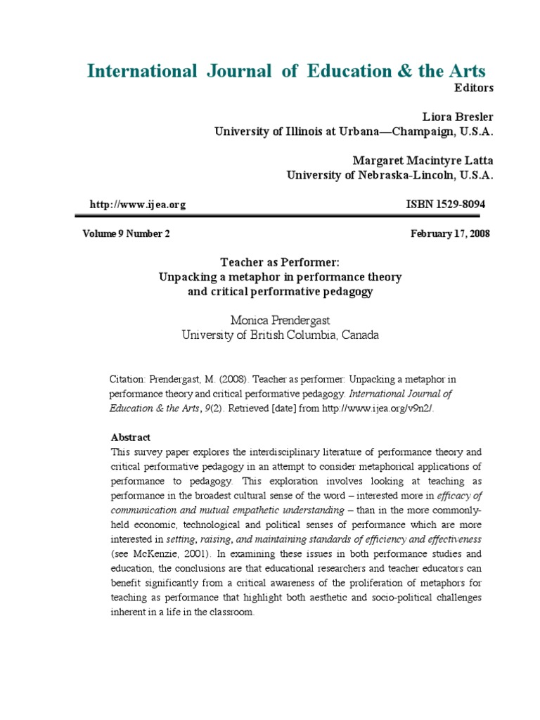 Teacher As Performer | PDF | Rituals | Anthropology