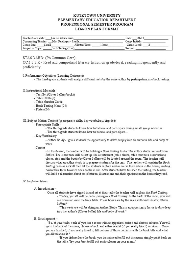 Unit Lesson 1 Book Tasting | PDF | Common Core State Standards ...
