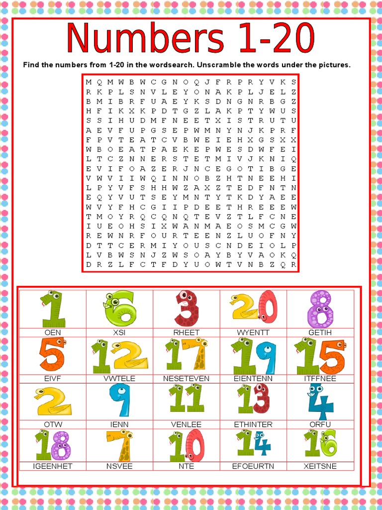 Numbers 1 To 20 | PDF | Word Puzzles | Leisure