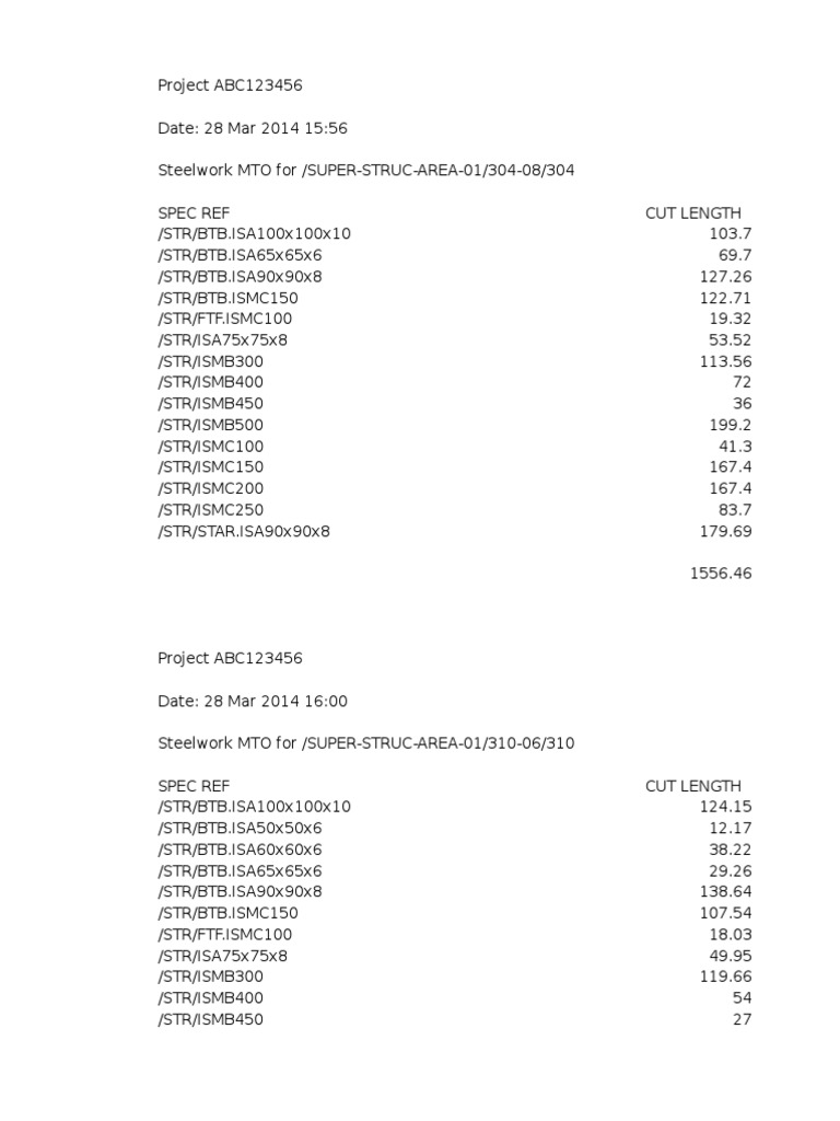Steelwork MTO Summary | PDF