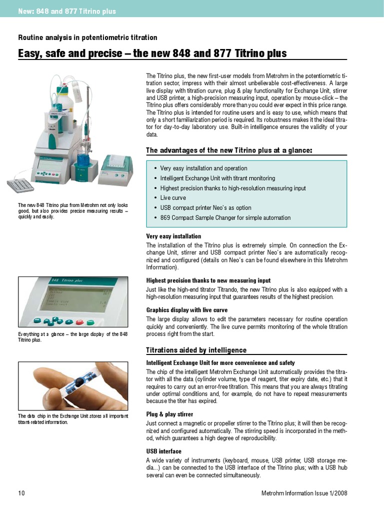 33399_Metrohm Titrator 848 877 Titrino Plus | Titration | Chemistry