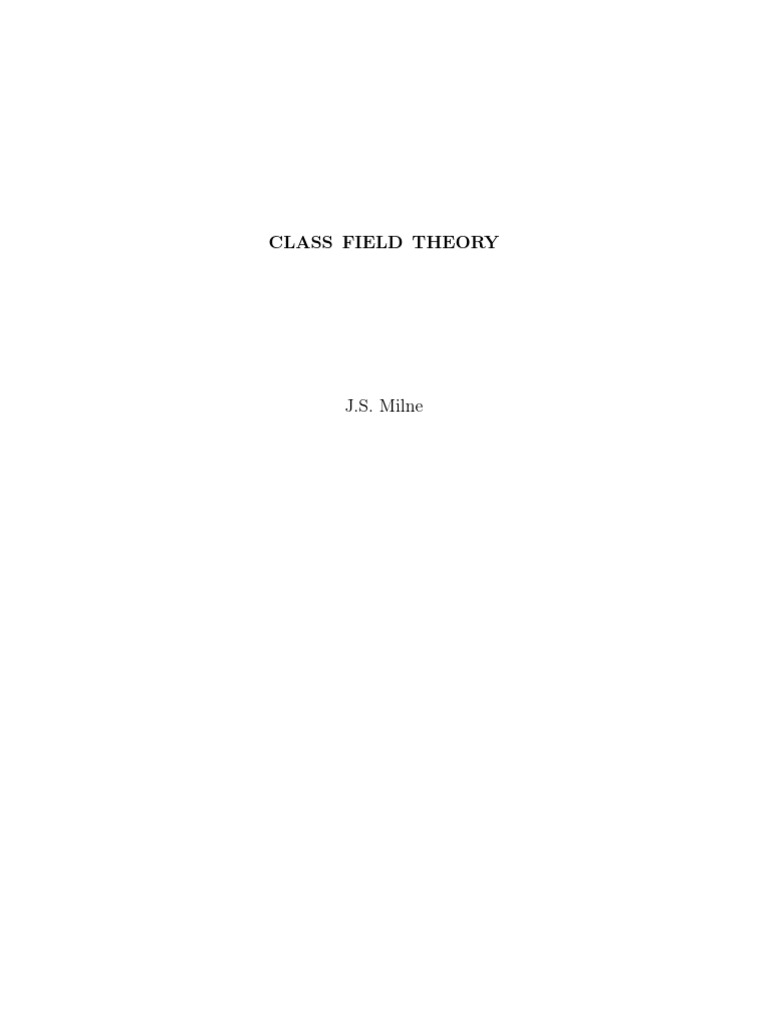 Class Field Theory, Milne | PDF | Group (Mathematics) | Index Of A Subgroup
