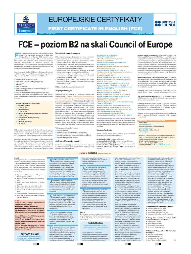 FCE Practice Test Plus-Test2 | PDF