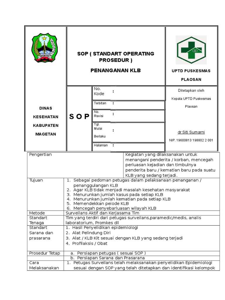 Sop Penanganan KLB | PDF