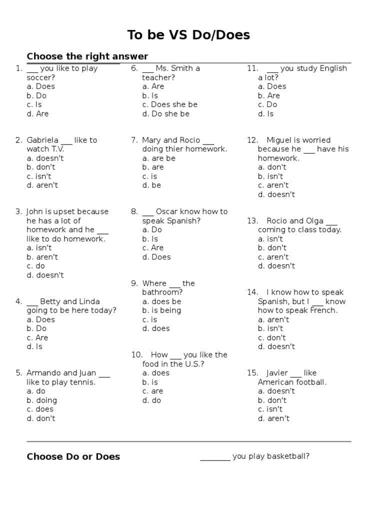 To Be VS Do | PDF | Leisure