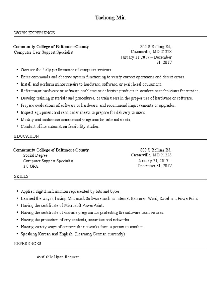 Taehong Min Resume Final | PDF