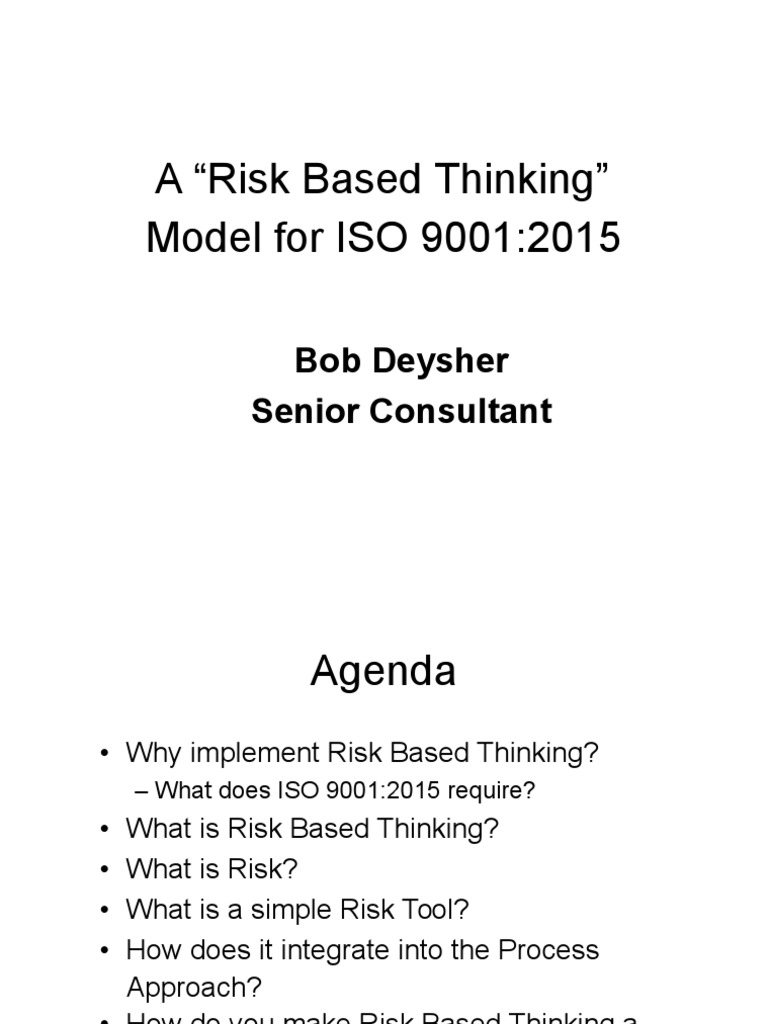 A Risk Based Thinking Model For Iso 9001 2015 | PDF | Risk Management ...