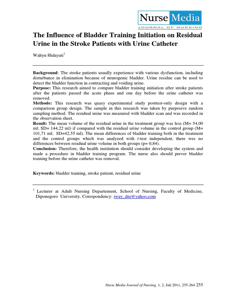 Bladder Training Stroke PDF | PDF | Urinary Incontinence | Stroke