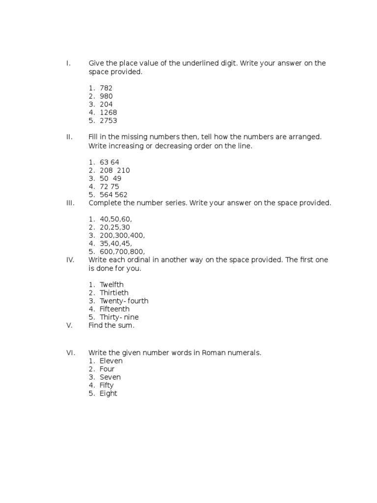 Place Value of Underlined Digits | PDF
