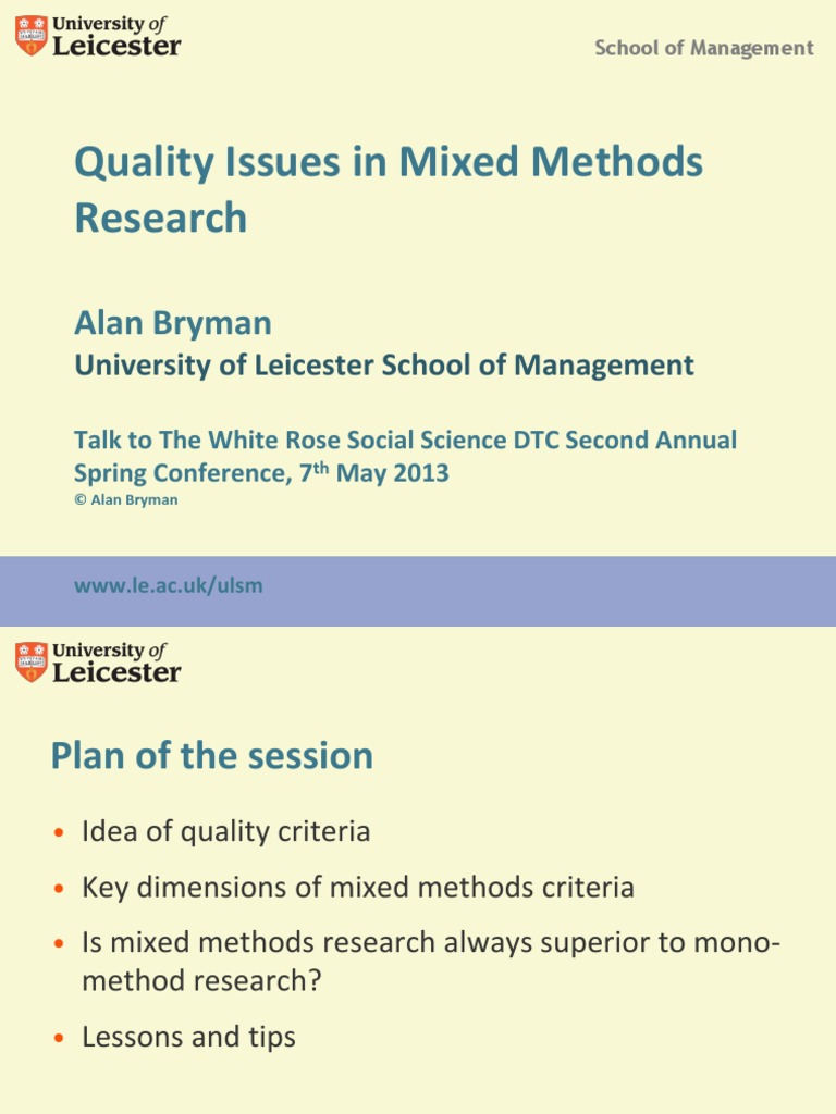 Bryman Mixed Methods Workshop | PDF | Quantitative Research ...