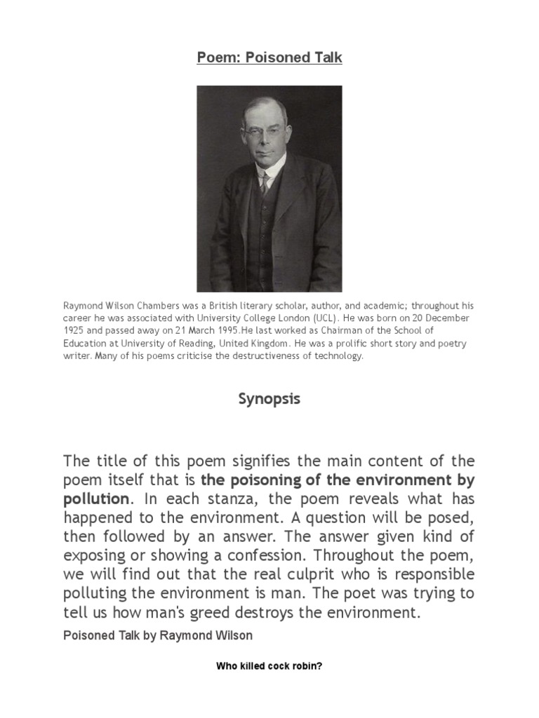 Poem Poisoned Talk | PDF | Poetry | Nature