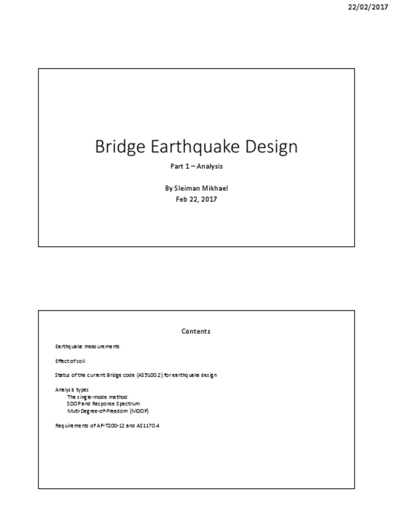 Bridge Earthquake Design Analysis Guide | PDF | Earthquakes | Mechanics
