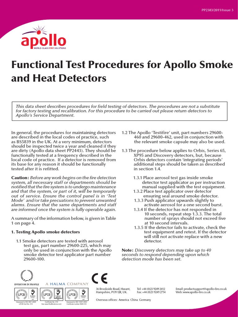 Apollo Test | PDF | Sensor | Smoke