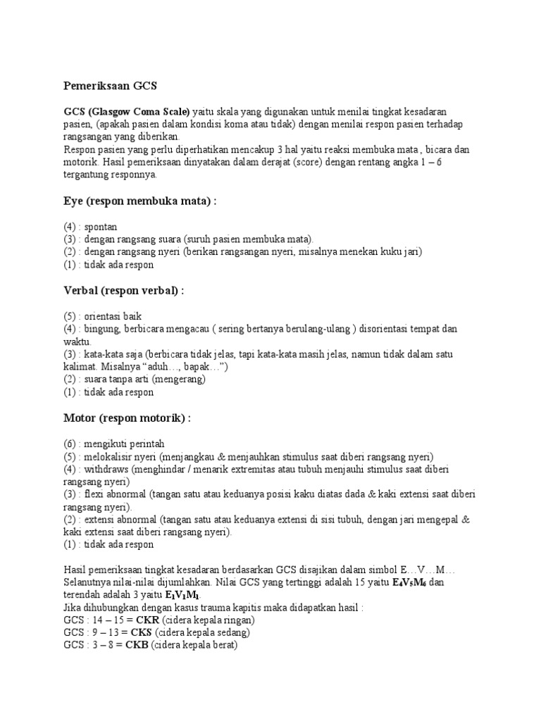Pemeriksaan GCS | PDF
