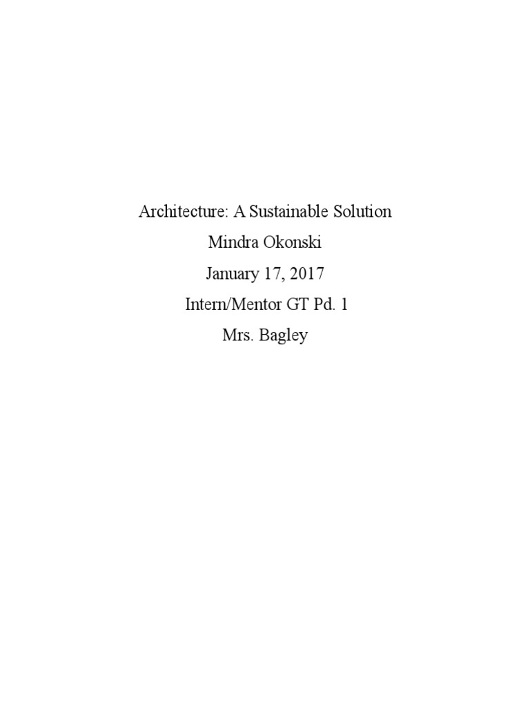 Research Paper Architecture A Sustainable Solution | PDF | Green ...