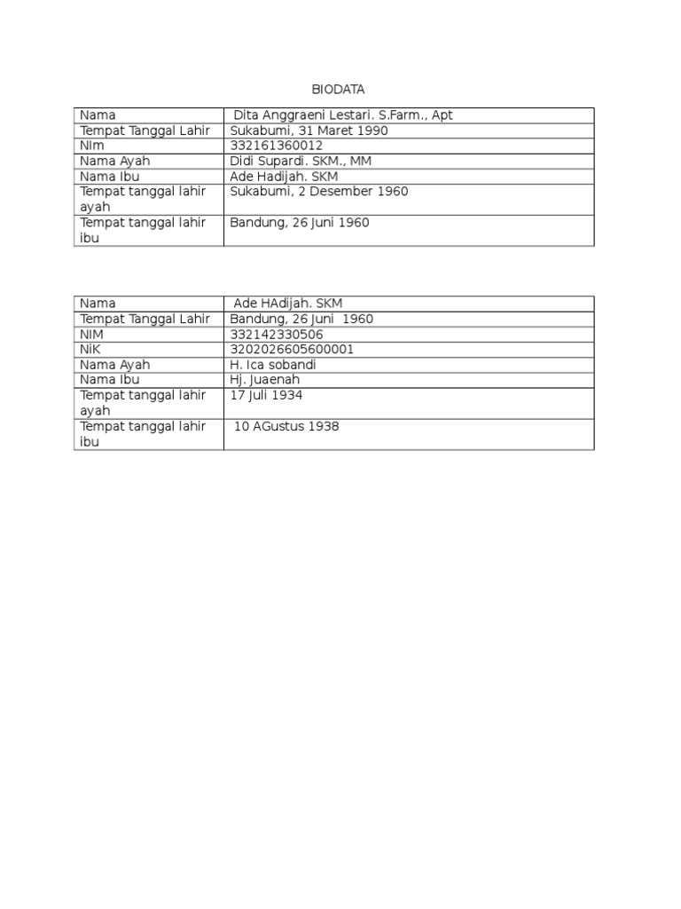 Biodata | PDF