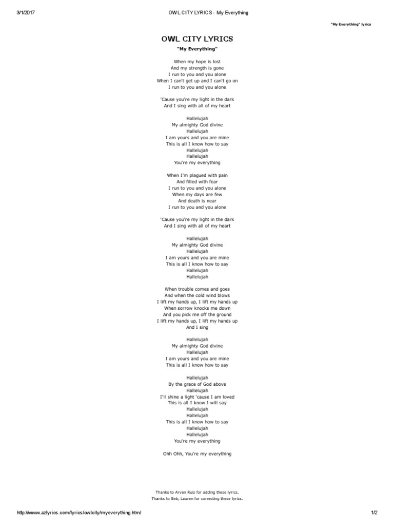 My Everything Lyrics