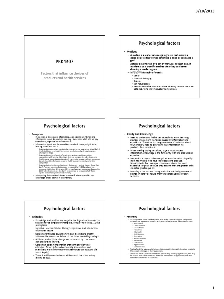 Psychological Factors | PDF | Behavior | Attitude (Psychology)