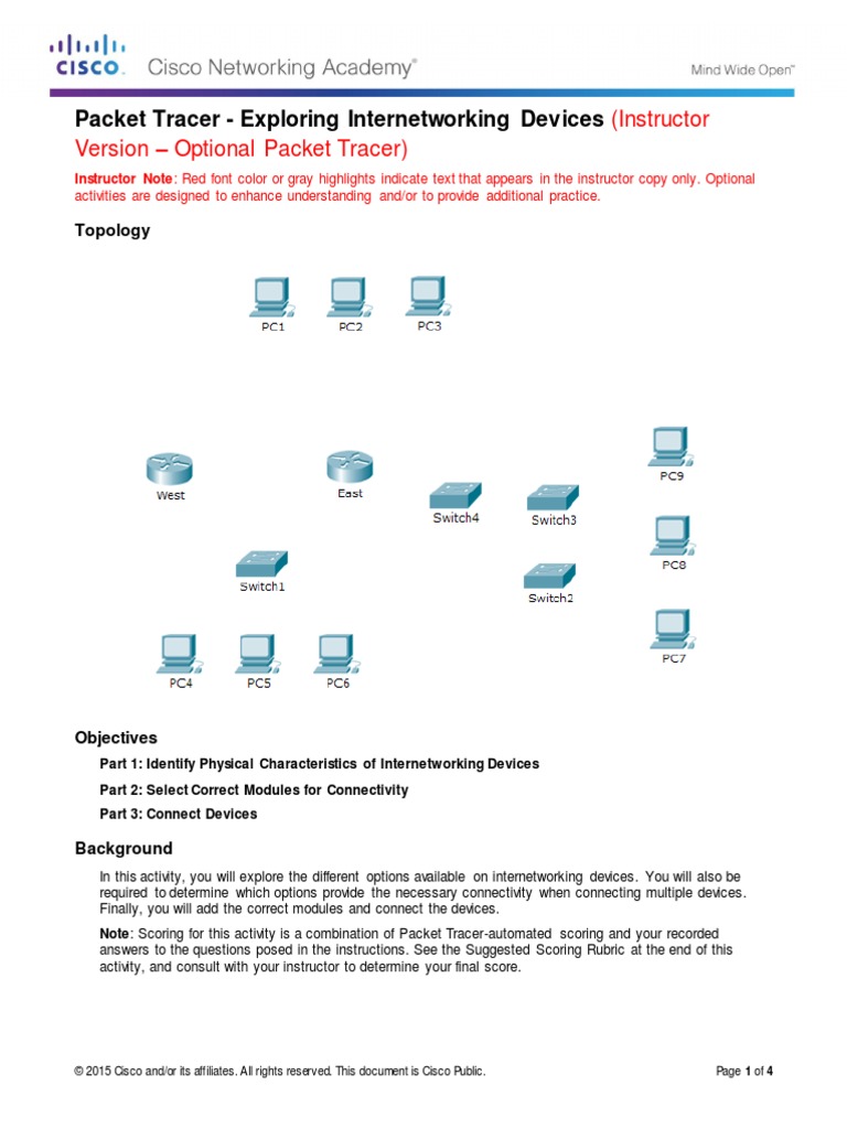 6.3.1.8 Packet Tracer - Exploring Internetworking Devices - ILM | PDF ...