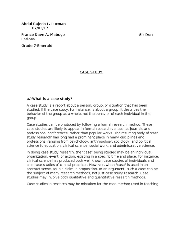 Case Study | PDF | Case Study | Educational Psychology