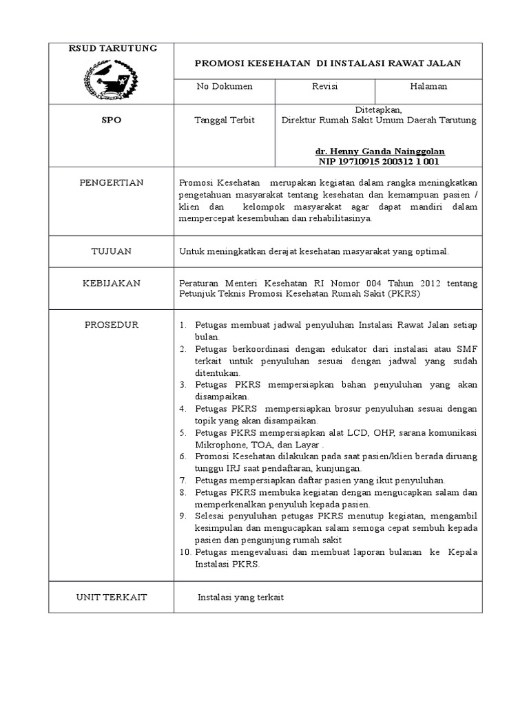 Sop Pkrs (Revisi) | PDF