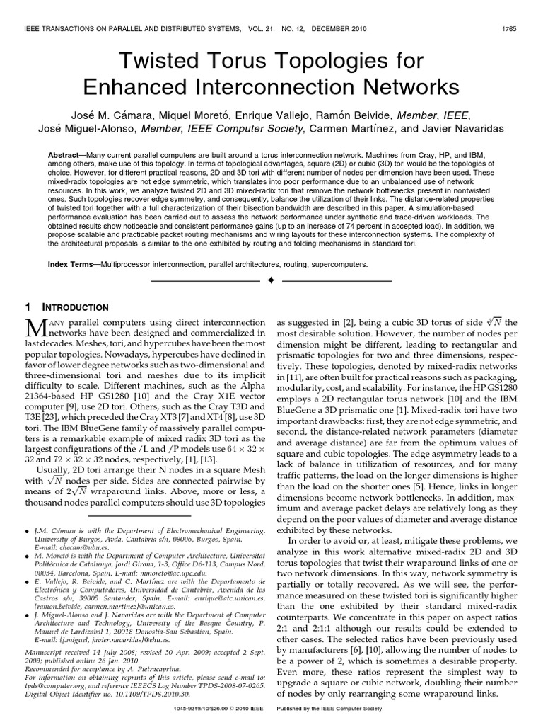 Twisted Torus Topologies For Enhanced Interconnection Networks | PDF ...