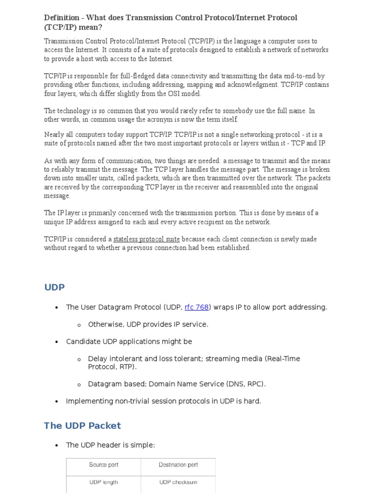 Definition - What Does Transmission Control Protocol/Internet Protocol ...