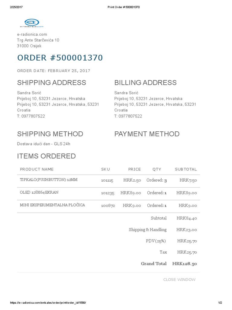 Print Order # 500001370 | PDF